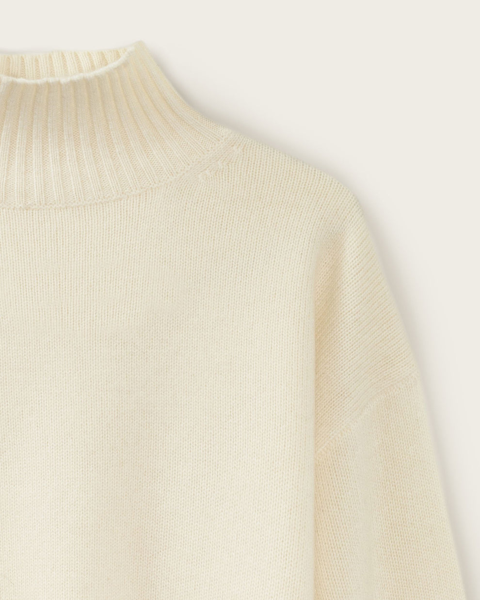Chalk White Cashmere Funnel Sweater | Baker Miller Pink Cashmere