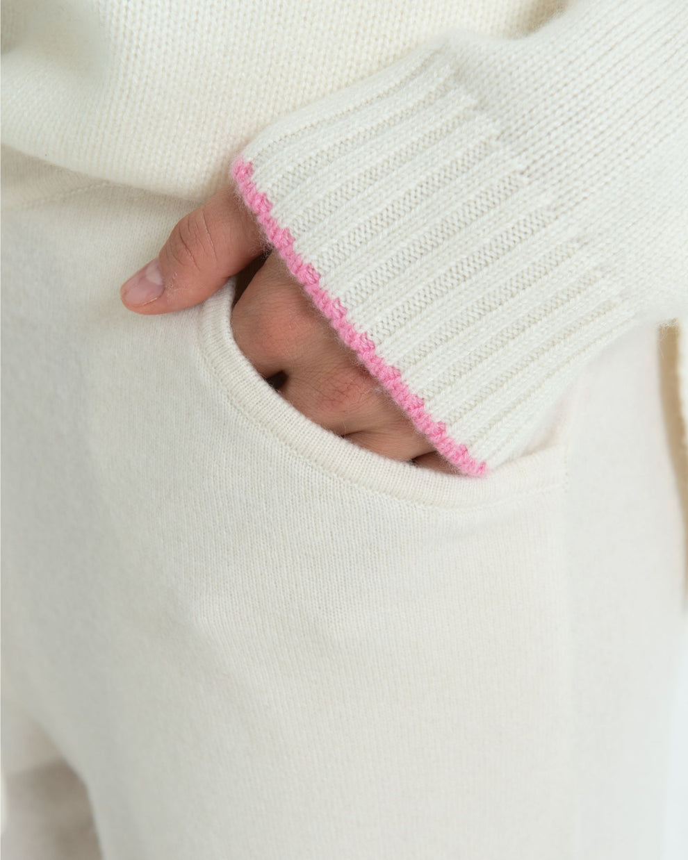 Chalk White Cashmere Funnel Sweater | Baker Miller Pink Cashmere